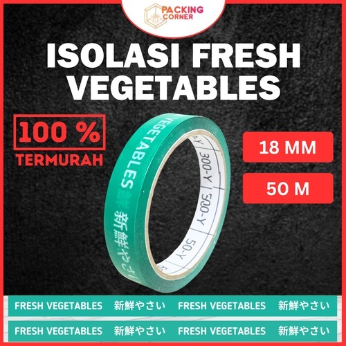 Jual Lakban Sayur Fresh Vegetables 18MM X 50M Isolasi Buah Selotip Tape ...