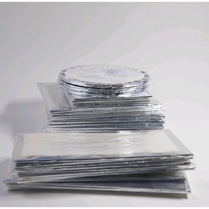 Jual (1pcs) Alas Tatakan Kue Triplek Silver Putih Kotak Bulat 15-35cm ...