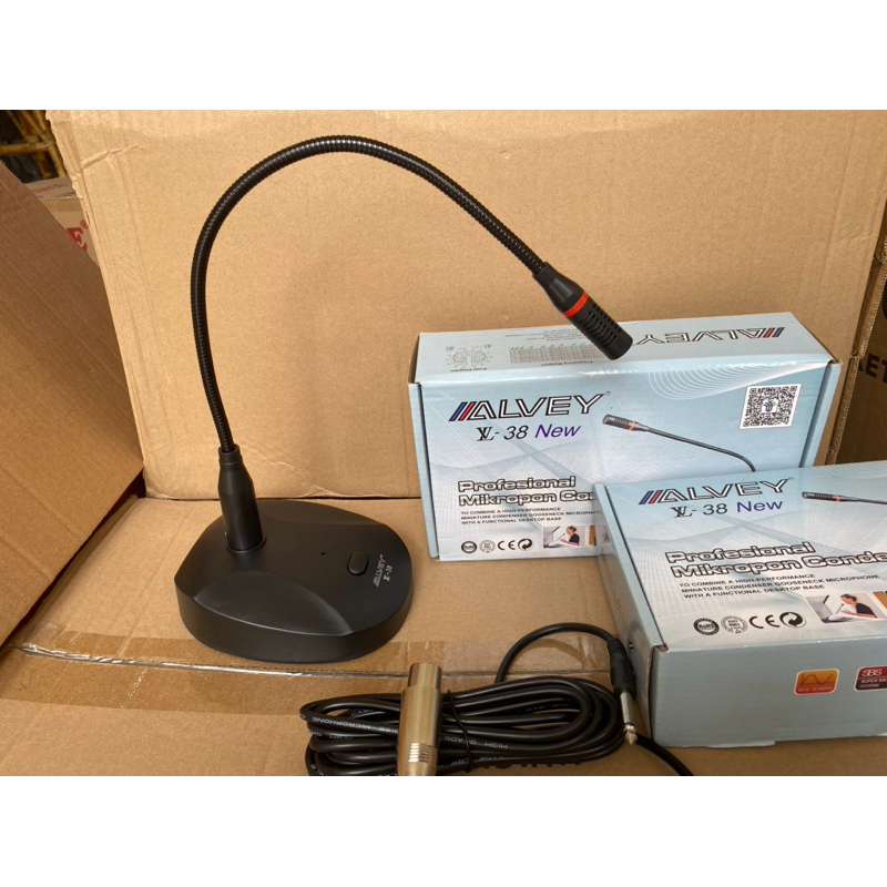 Jual Mic Meja Podium Mimbar Rapat Profesional Condenser LV38New Alvey | Shopee Indonesia