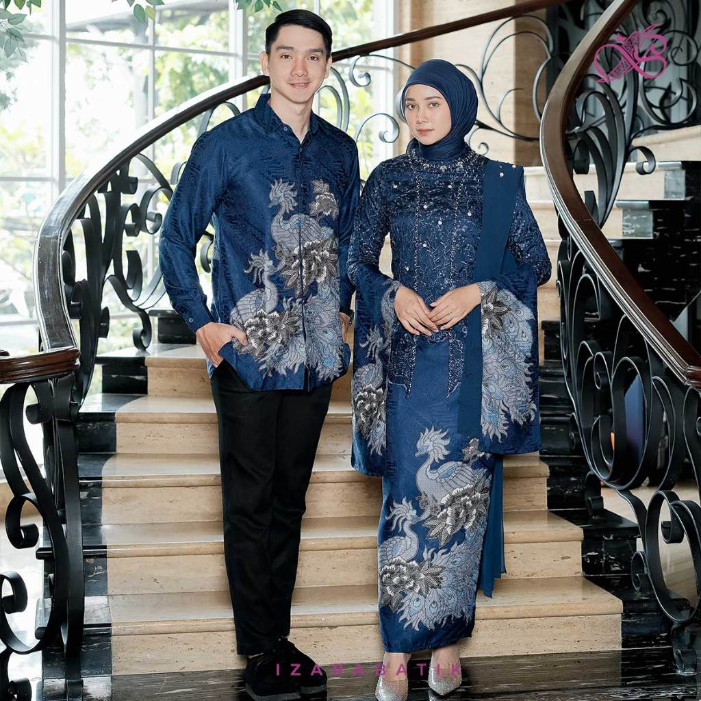 Jual IZARABATIK - Kharisma Navy Set Kebaya Batik Modern Couple Wisuda ...