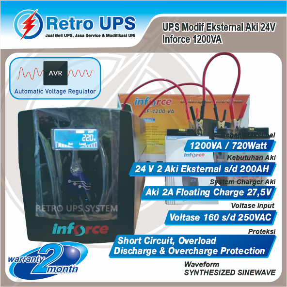 Jual UPS Modif Modifikasi Eksternal Aki 24V Inforce 1200VA BARU ...