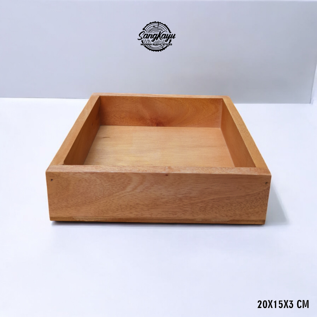 Jual SangKayu Wooden Tray Wooden Box 20x15x3 cm Kotak Kayu Kotak ...