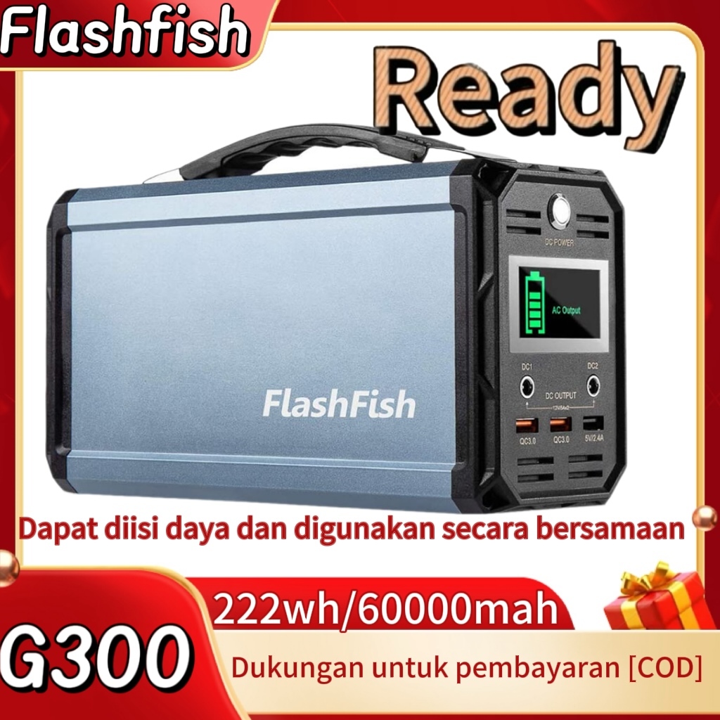 Jual (Ready) FlashFish 220V 300W Solar Generator 60000mAh Portable Power Station Laptop ...