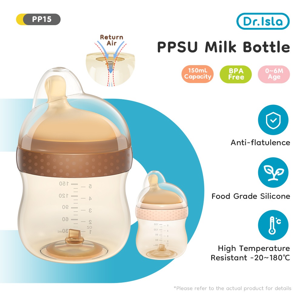 Jual Dr.isla Dot Bayi Botol Susu PPSU Anti Kolik Botol Wide Neck Newborn BPA Free 150ml 260ml ...