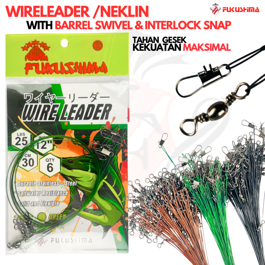 Jual Neklin Seling Wire Leader Pancing 15 23 30 cm with kili kili snap ...