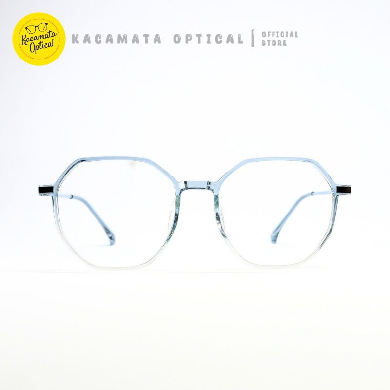 Jual KACAMATA OPTICAL - Frame KMO3095 Oval Biru Bening Besi Plastik ...