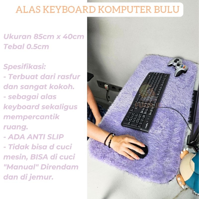 Jual ALAS KEYBOARD KOMPUTER/DESKPAD/MOUSEPAD BULU AESTHETIC PREMIUM ...