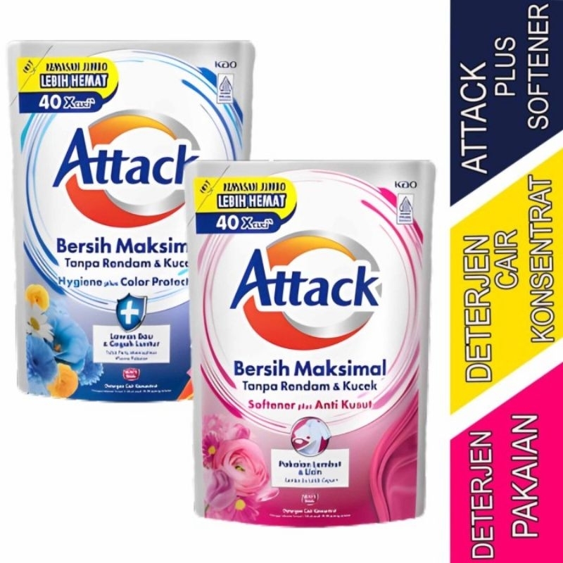 Jual Attack deterjen cair matic plus softener/hygiene protect pch 1200ml (kemasan baru) | Shopee ...