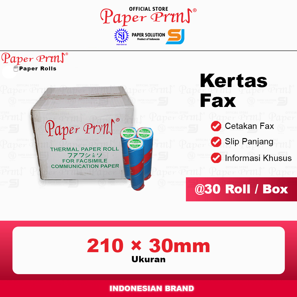 Jual Kertas Thermal Fax Paperpryns 210x30mm (1 Box isi 30 Roll ...