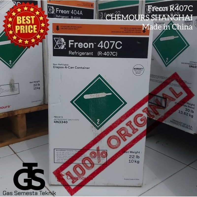 Jual FREON R407C CHEMOURS SHANGHAI ORIGINAL | FREON R407 CHEMOURS ...