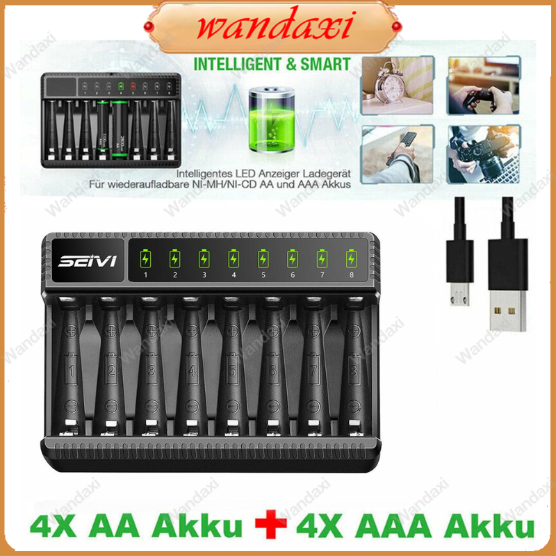 Jual FAST Charger Baterai 8 Slot for AA AAA SC C D - INTELLIGENT Type-C ...
