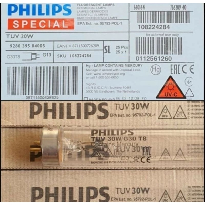 Jual Lampu PHILIPS TUV 30W G30 T8 Lampu TL UV Ultrafiolet C UVC ORIGINAL PHILIPS | Shopee Indonesia
