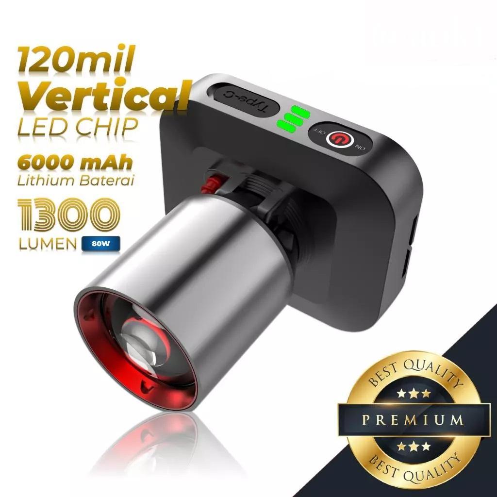 Jual Senter Kepala LED Zoom Laser 80 Watt 1300 Lumen Aoki AK-3695A/AK-3596K Pro Cahaya Putih ...