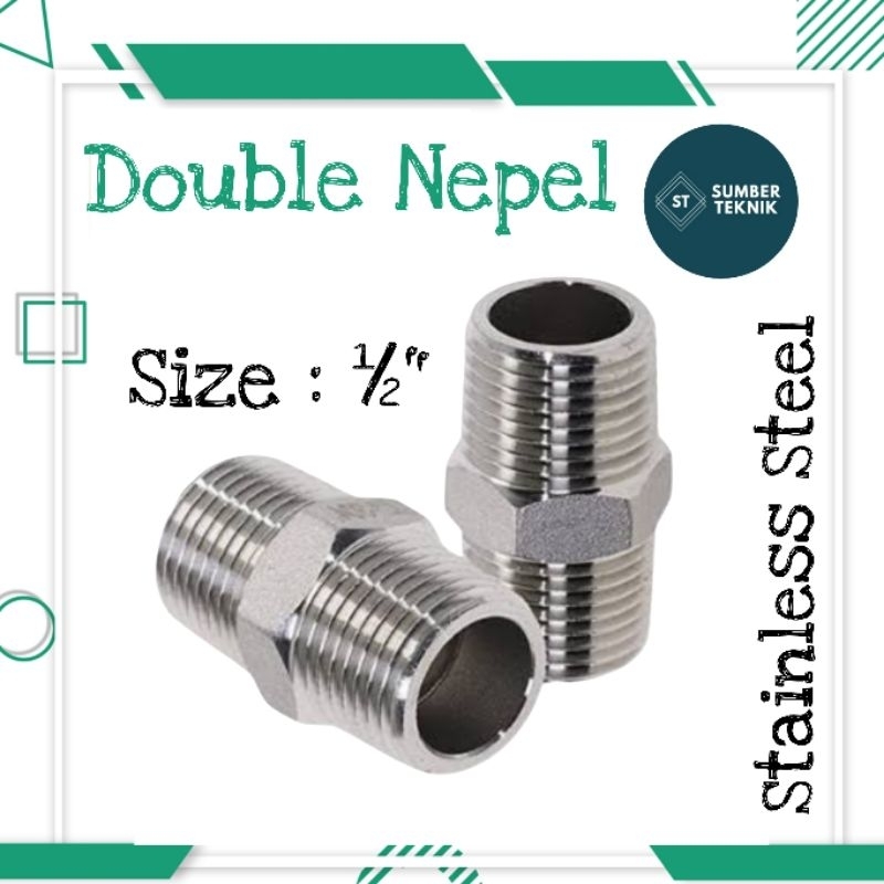 Jual Double Nepel Nipple 1/2 x 1/2 Stainless Steel 1/2 Inch | Shopee ...