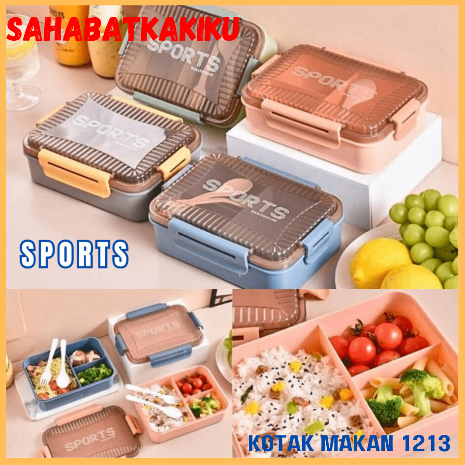 Jual Kotak Makan Sports / Lunch Box Free Sendok Garpu / Kotak Makan Dewasa / Kotak Makan 1213 ...