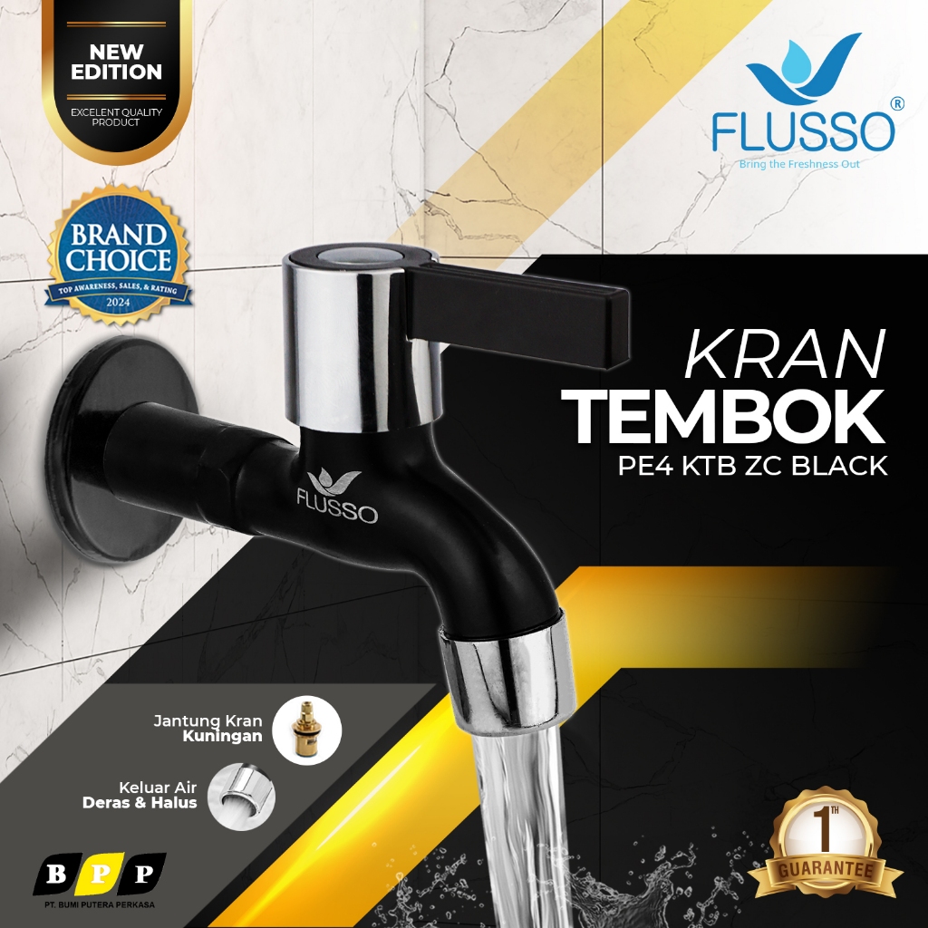 Jual FLUSSO Kran Air Tembok 1/2 Filter System Jantung Kuningan Garansi ...