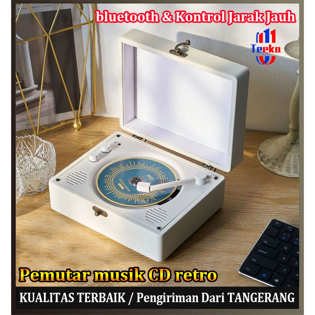 Jual TEEKA Portable Bluetooth CD Player Desain Retro 360° Stereo Sound ...