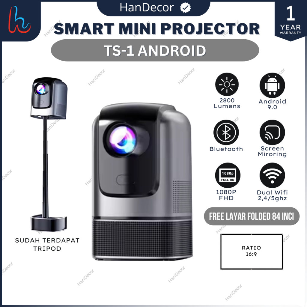 Jual Proyektor Android Led TS-1 | Smart Projector 2800 Lumens ...