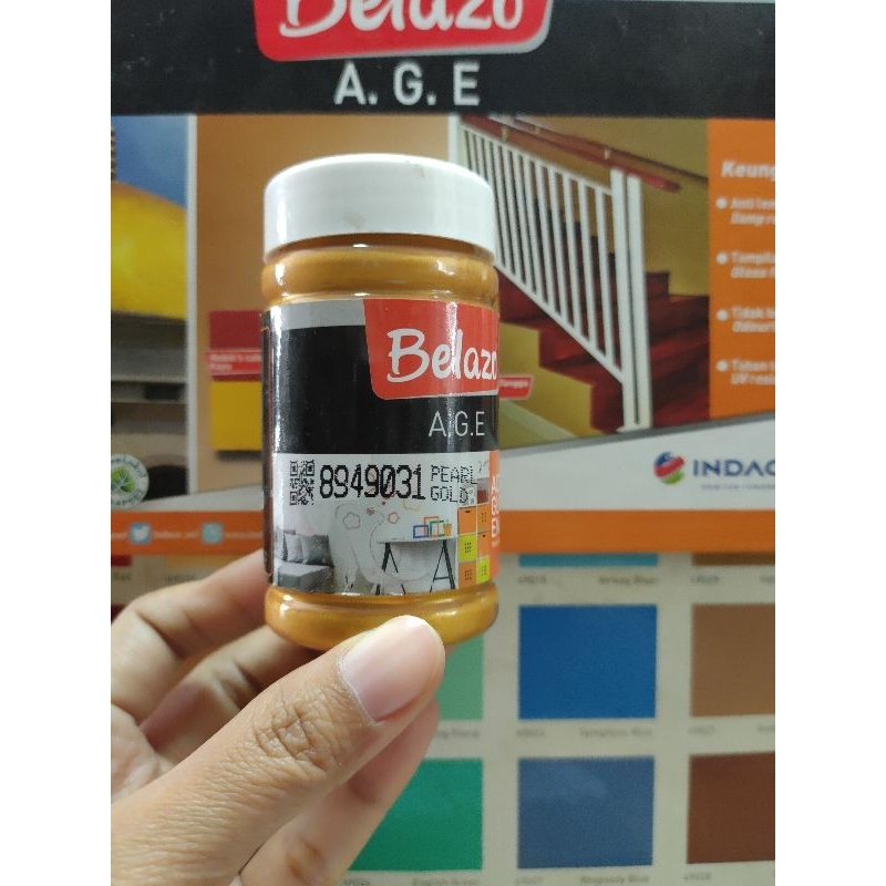 Jual cat acrylic warna emas. Belazo A.G.E Pearl Gold. Cat akrilik emas ...