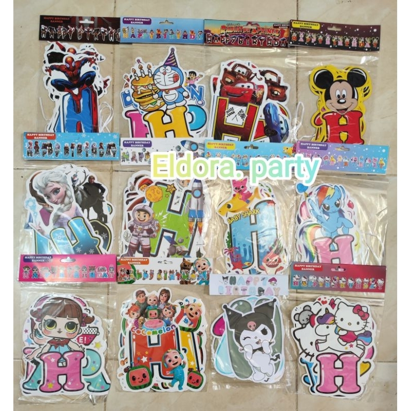 Jual Banner Karaktet Besar Happy Birthday Anak Anak/Banner Ulang Tahun ...