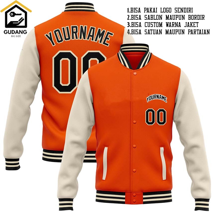 Jual JAKET BOMBER VARSITY CUSTOM DEPAN BELAKANG.JAKET VARSITY CUSTOM S ...