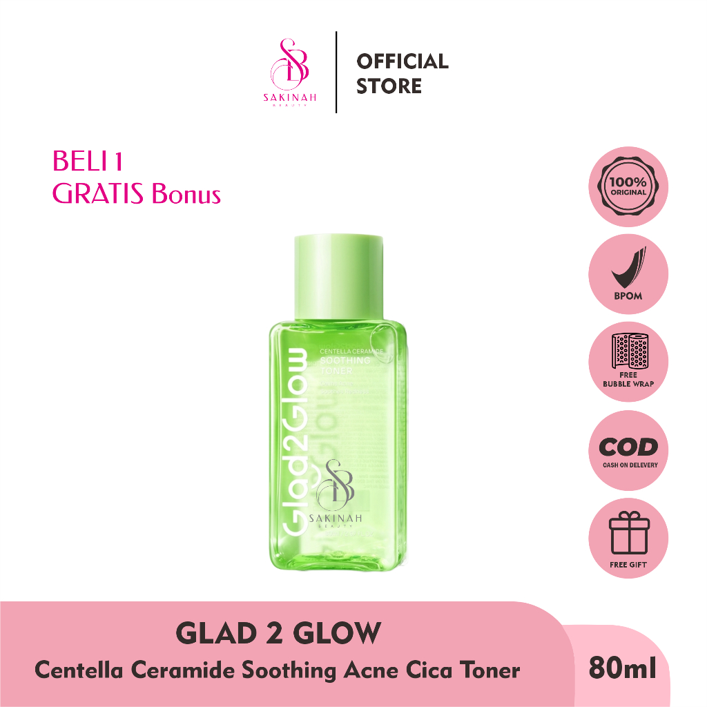 Jual Glad2Glow 2% Centella Ceramide Soothing Acne Cica Toner Wajah 40ml /80ml | Obat Jerawat ...