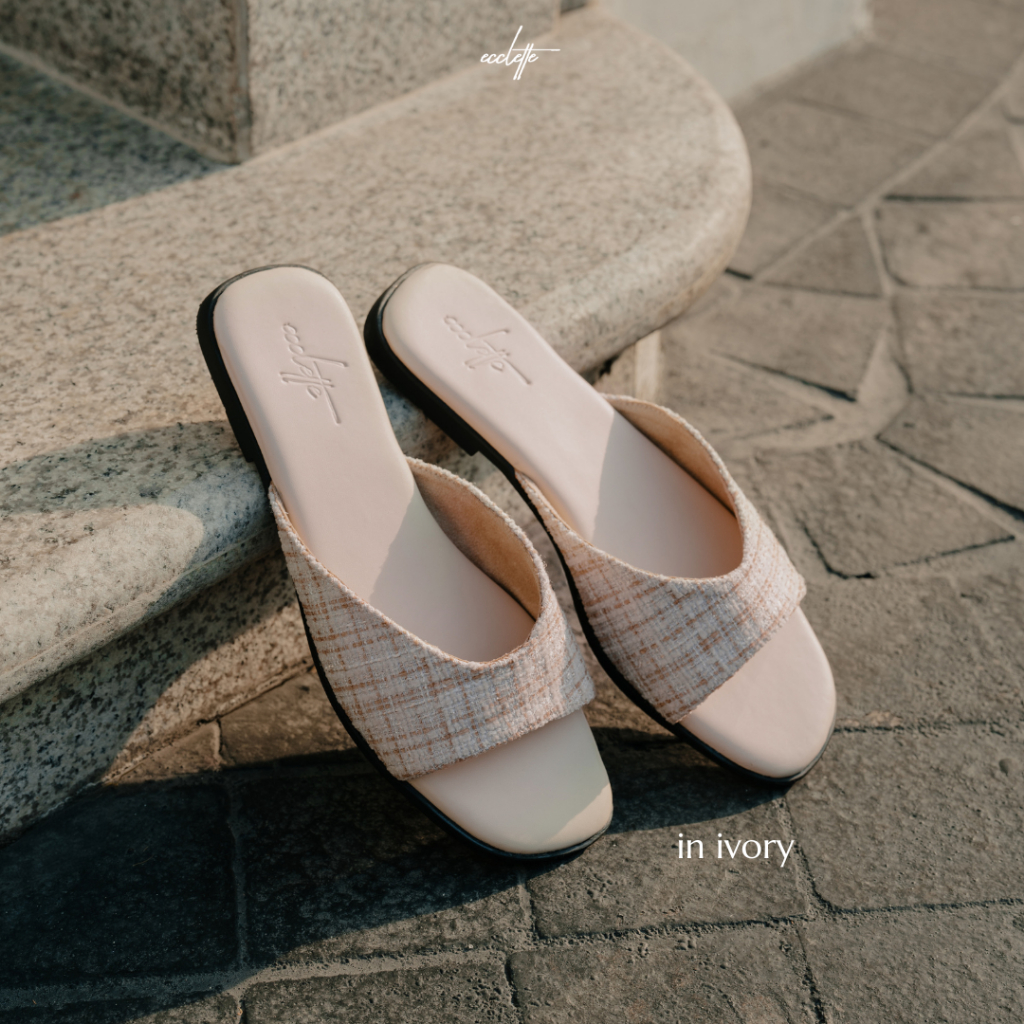 Jual ECCLETTE X VALLICE - SANDAL MADELINE | FLAT WANITA TWEED KOKOP ...