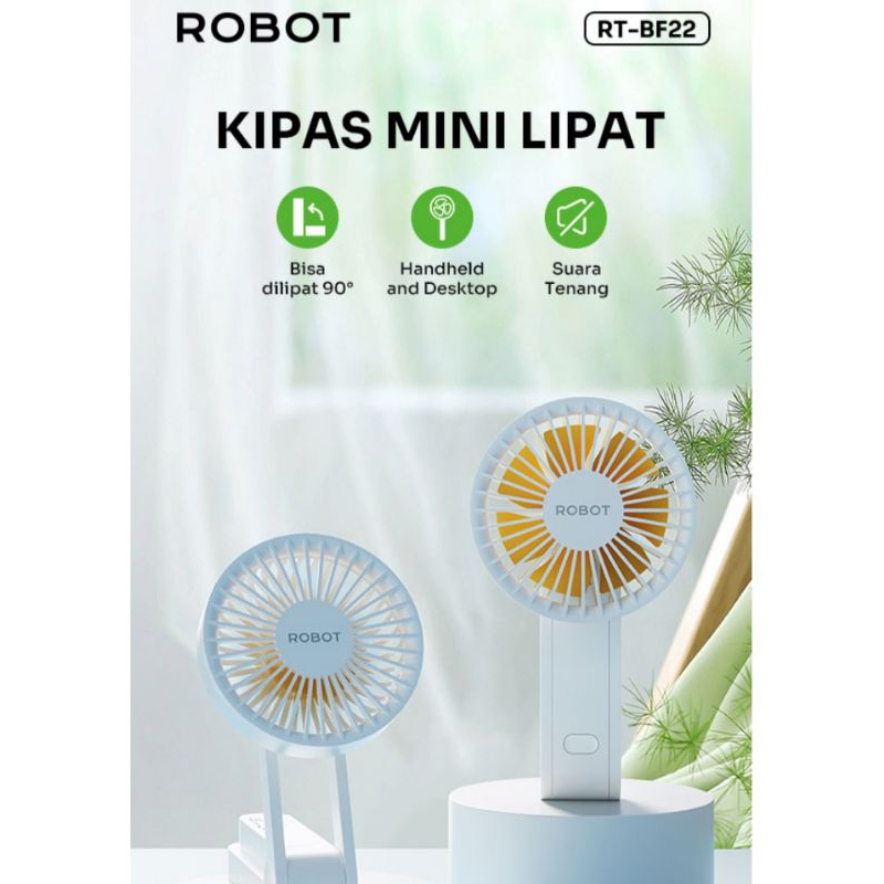 Jual ROBOT RT-BF22 Mini Fan Foldable Kipas Genggam Portable 1200mAh USB ...