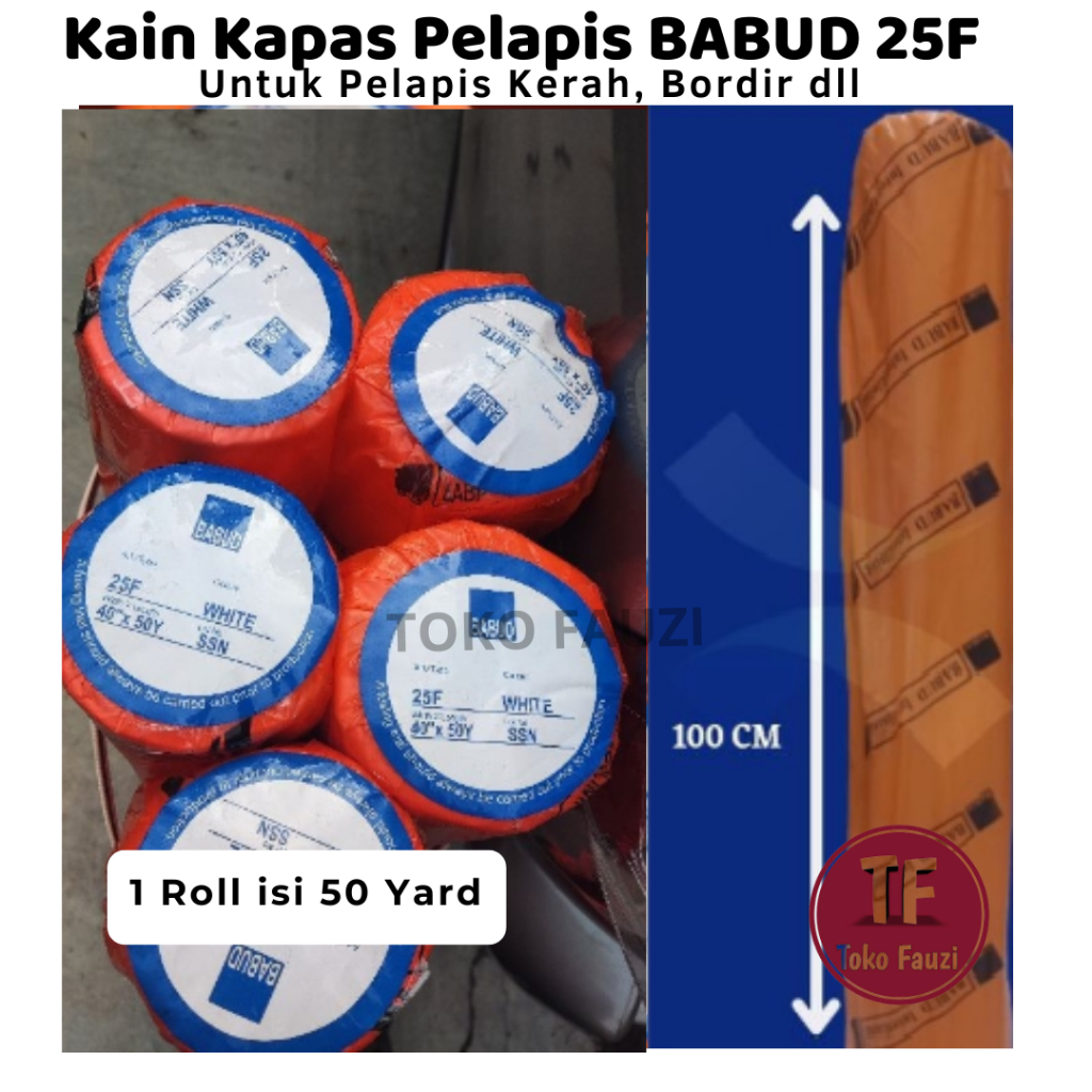 Jual Kain keras kapas Babud 25F Wh ada lem Harga 1 Roll=50Yard Lebar 1m ...