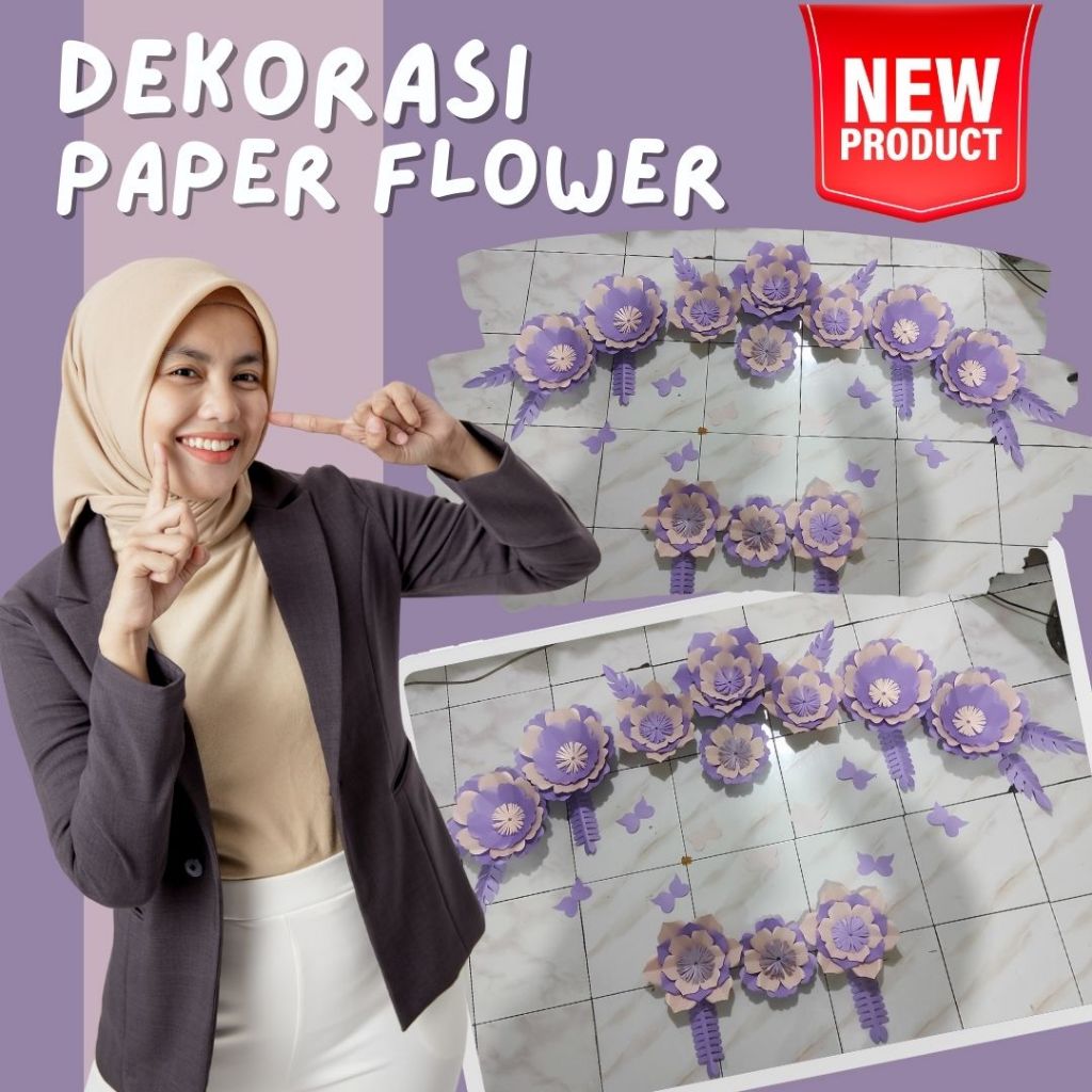 Jual ready paper flower dekorasi tunangan bunga kertas backdrop lamaran ...