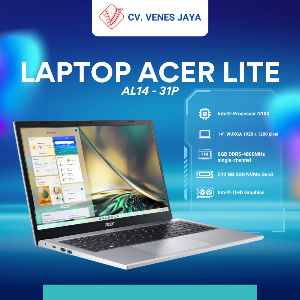 Jual LAPTOP ACER ASPIRE LITE (AL14-31),INTEL N100,GRAPHIC INTEL,RAM 8 GB DDR,512 GB SSD,DISPLAY ...