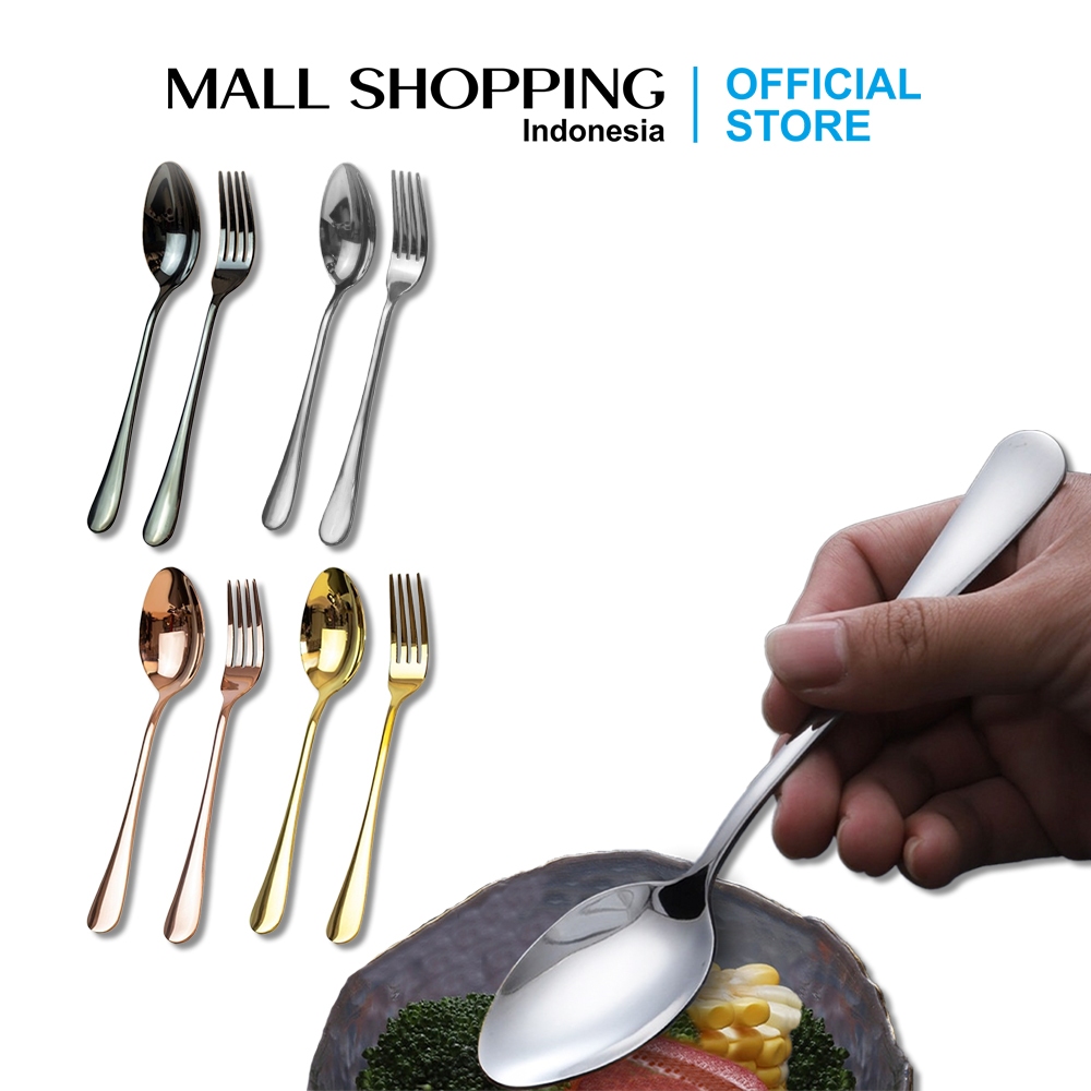 Jual Sendok Garpu Stainless Steel Tebal Gold - Alat Makan Korea Eceran ...