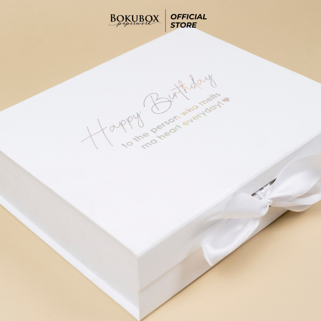 Jual [40x30x13] WHITE foldable box kancing magnet / hard box / birthday ...