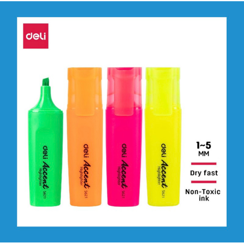 Jual HIGHLIGHTER DELI ACCENT S621 / STABILO DELI S621 neon (1PCS ...