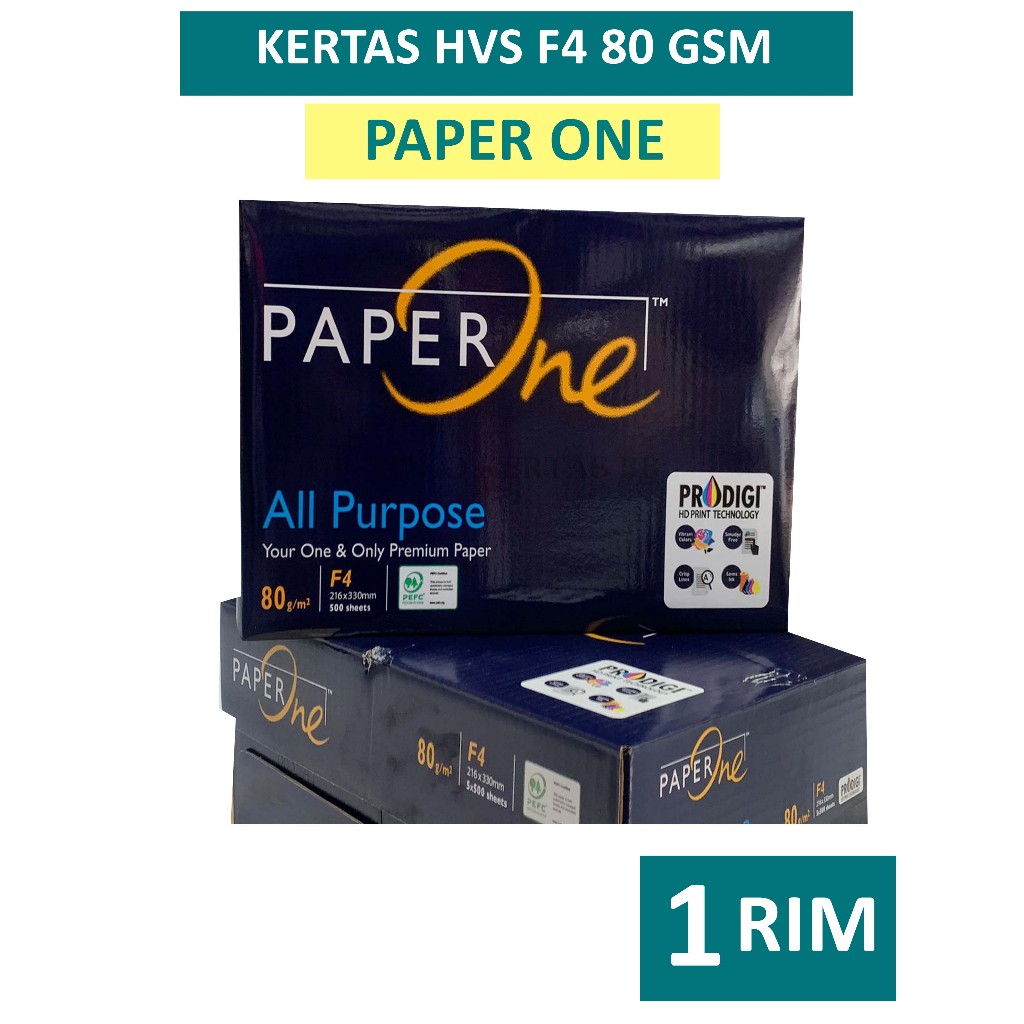 Jual Kertas HVS PAPER ONE 80 Gsm Ukuran F4 , 1 RIM / 500 Lembar | Shopee Indonesia