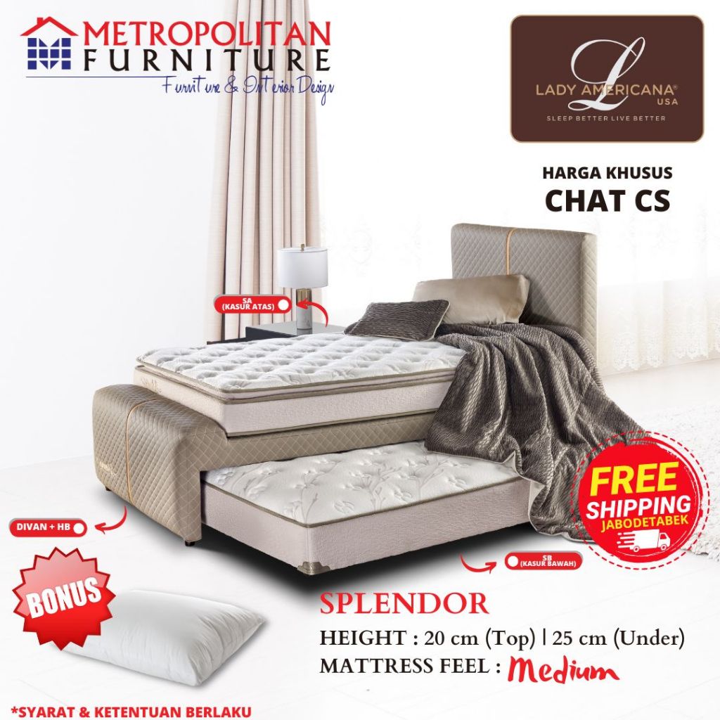 Jual Kasur Springbed Lady Americana 3in1 Splendor Spring Bed Matras ...