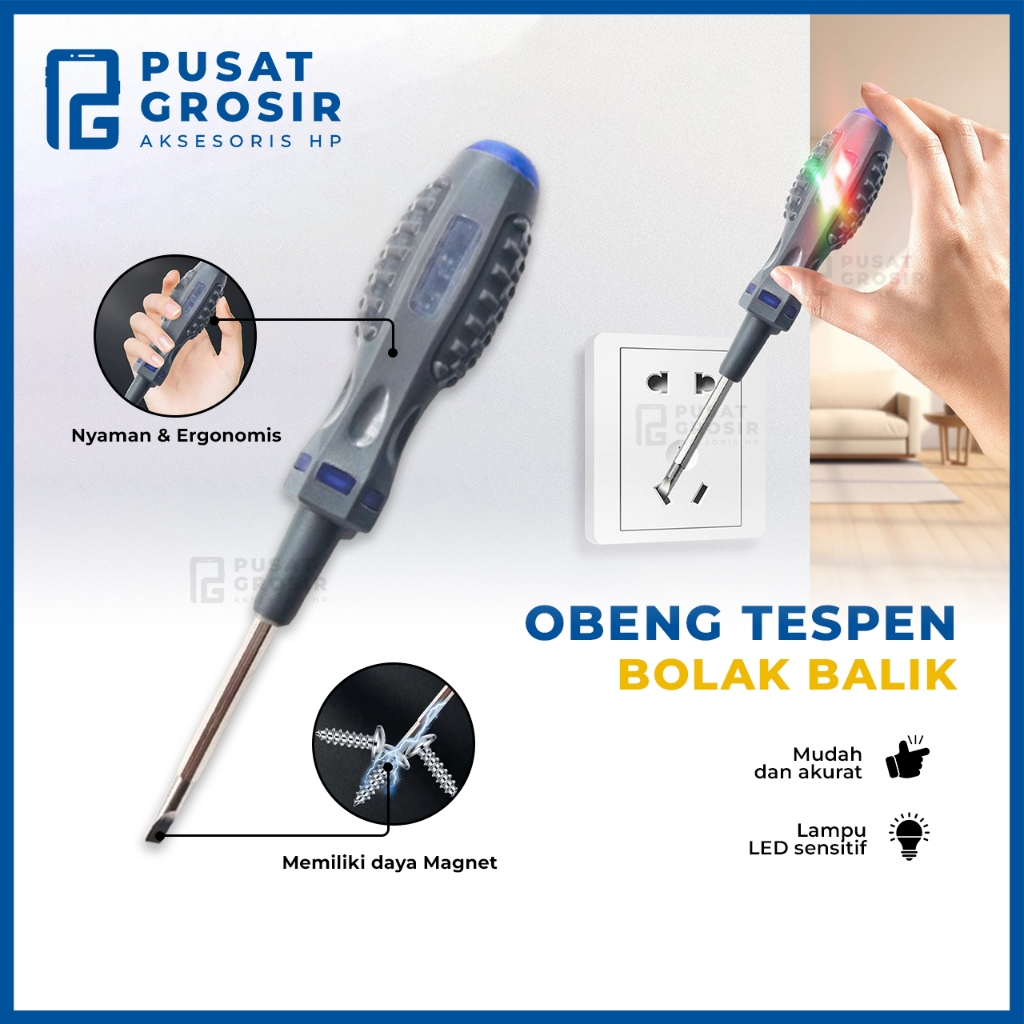 Jual Obeng Tespen Bolak Balik dual led tester listrik With Indicator ...