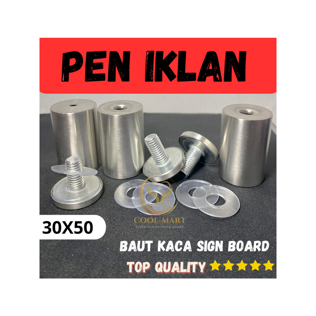 Jual PEN IKLAN 30x50 Stainless / Baut Akrilik Baut Kaca Sign Board ...