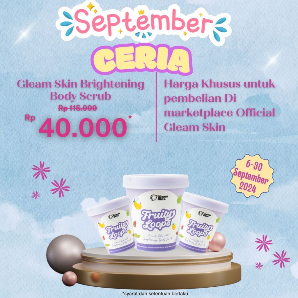 Jual Gleam Skin 7x Brightening Body Scrub Fruity Loops 250gr ...