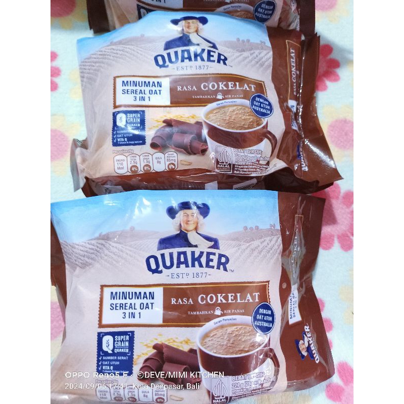 Jual Quaker 3 in 1 Chocolate Polybag isi 8 sachet Minuman sereal Oats ...