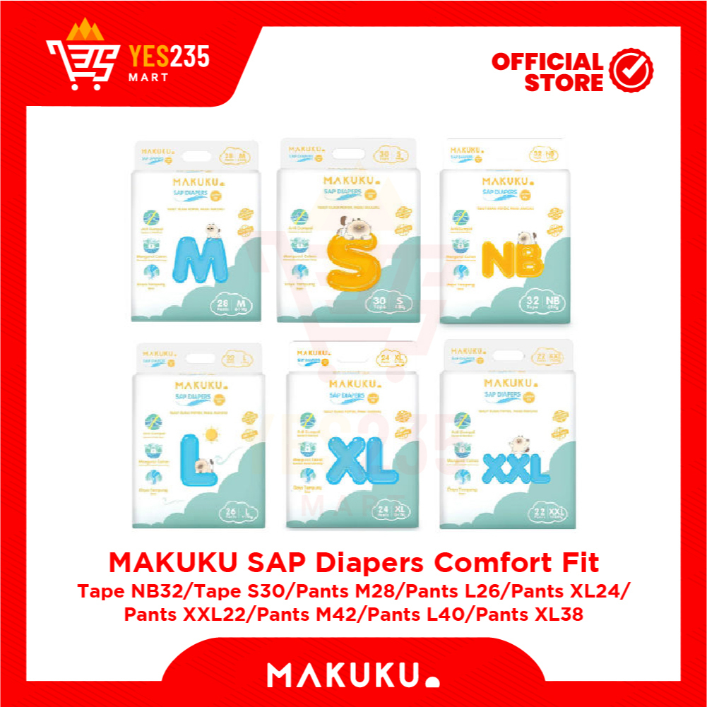 Jual MAKUKU SAP Diapers Comfort Fit Popok bayi Tipis SAP (tape dan ...