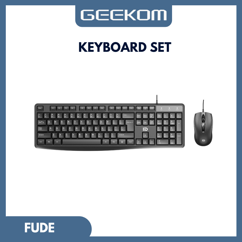 Jual Geekom Keyboard Mouse Kabel 1 Set Warna Hitam Stylish Keyboard ...