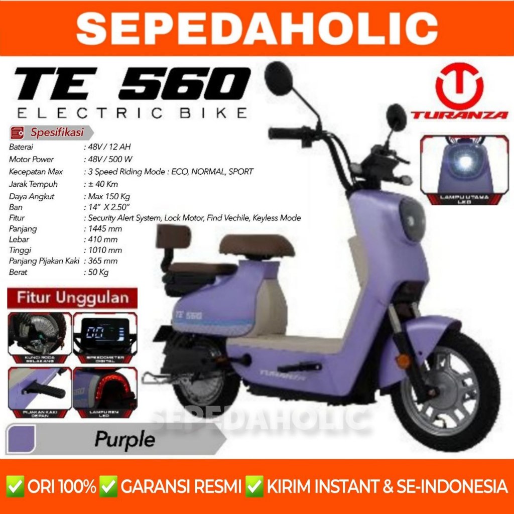 Jual Sepeda Listrik TURANZA TE 560 BY PACIFIC 500 Watt Electric E Bike | Shopee Indonesia