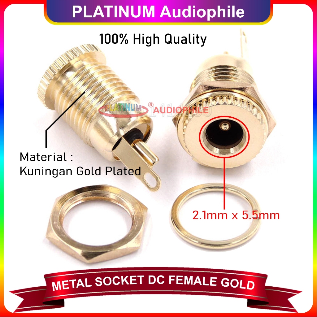 Jual SOCKET DC METAL CHROME FEMALE KUNINGAN SOKET DC ADAPTOR 2.1MM X 5 ...