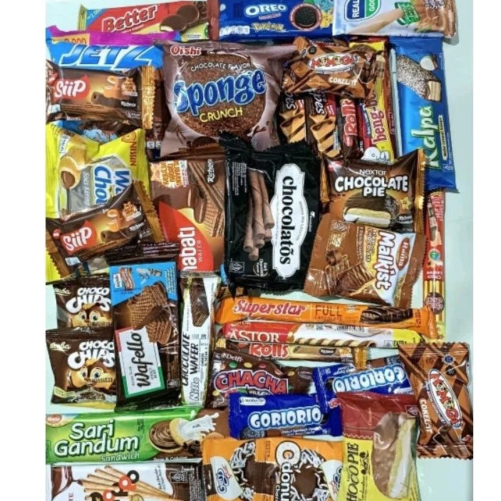 Jual aneka jajan rasa coklat 1 paket snack murah | Shopee Indonesia