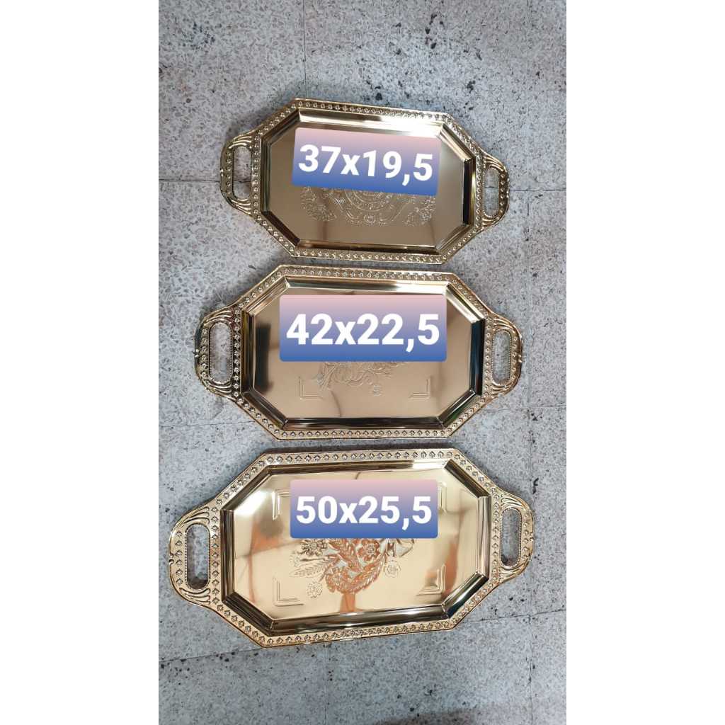 Jual Nampan arab emas stainless steel segi panjang / baki tempat makan ...