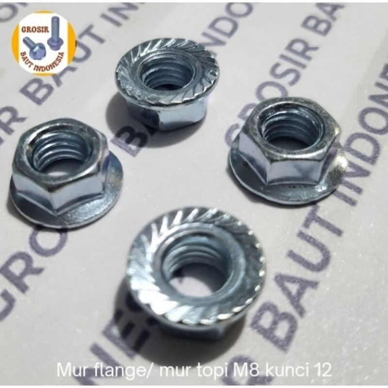 Jual Mur Flange / Mur topi M8 kunci 12 putih galvanis (paket 20pcs ...