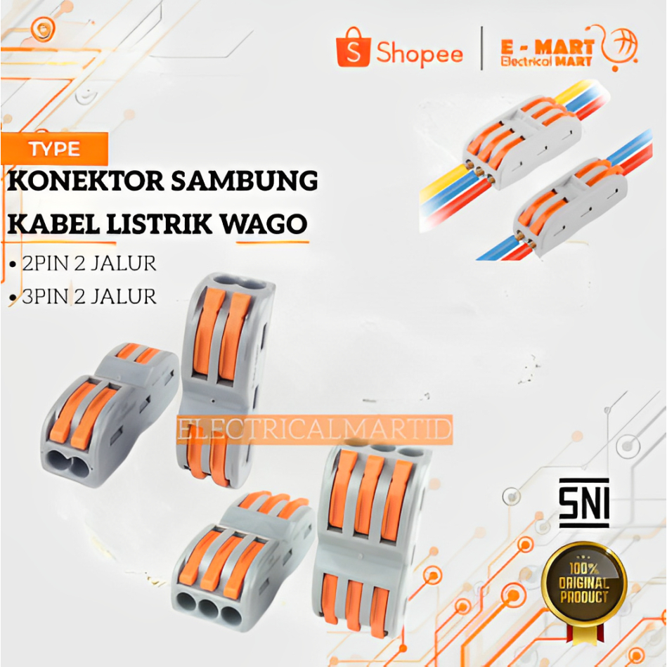 Jual Connector Terminal PCT Konektor Kabel WAGO 2/3 Pin 2sisi Konektor Terminal kabel 2/3 pin ...