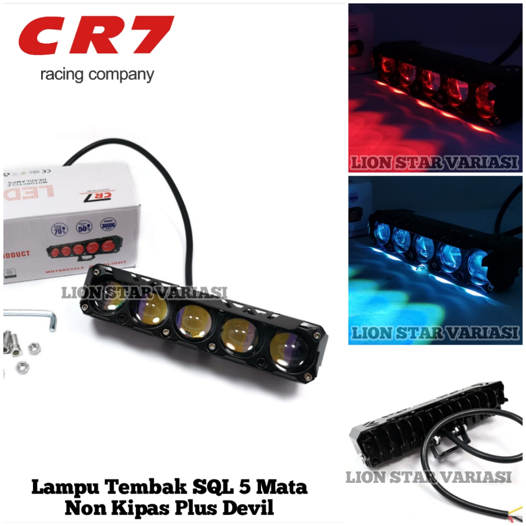 Jual Lampu Tembak LED Laser 5 Mata Plus Devil High Low LED 5 Mata LED ...