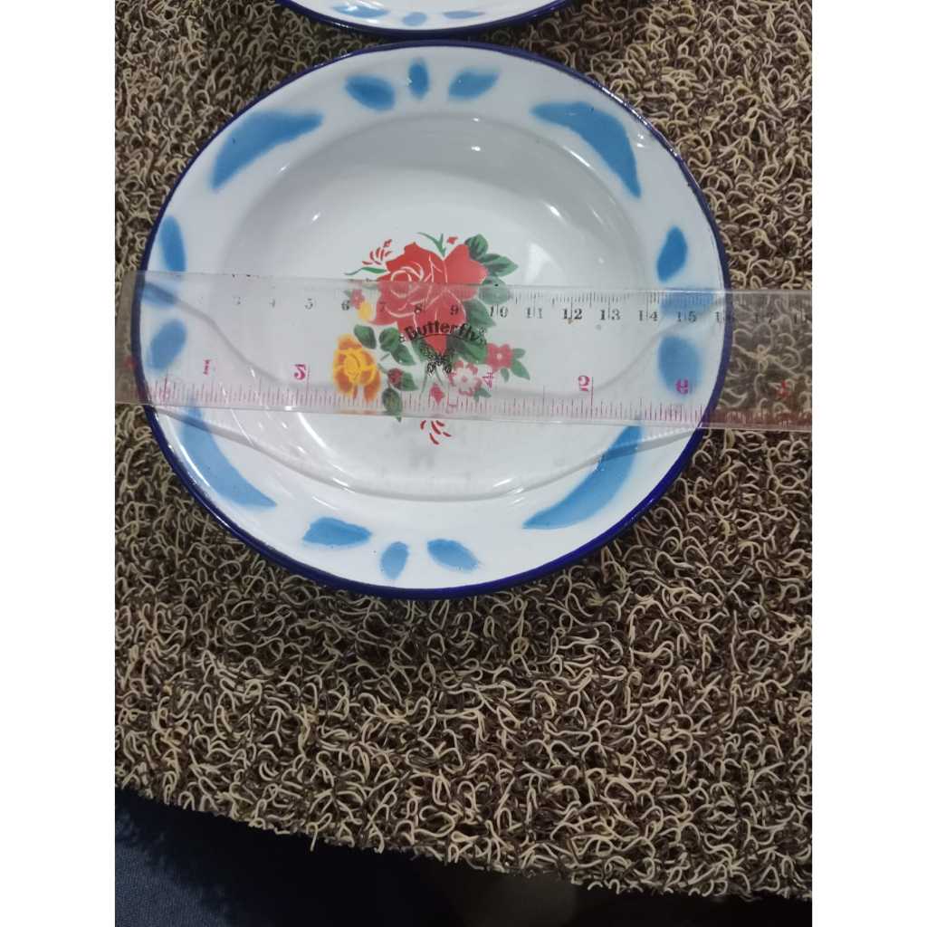 Jual Piring Seng Enamel Kembang 16cm isi 12 PCS | Shopee Indonesia